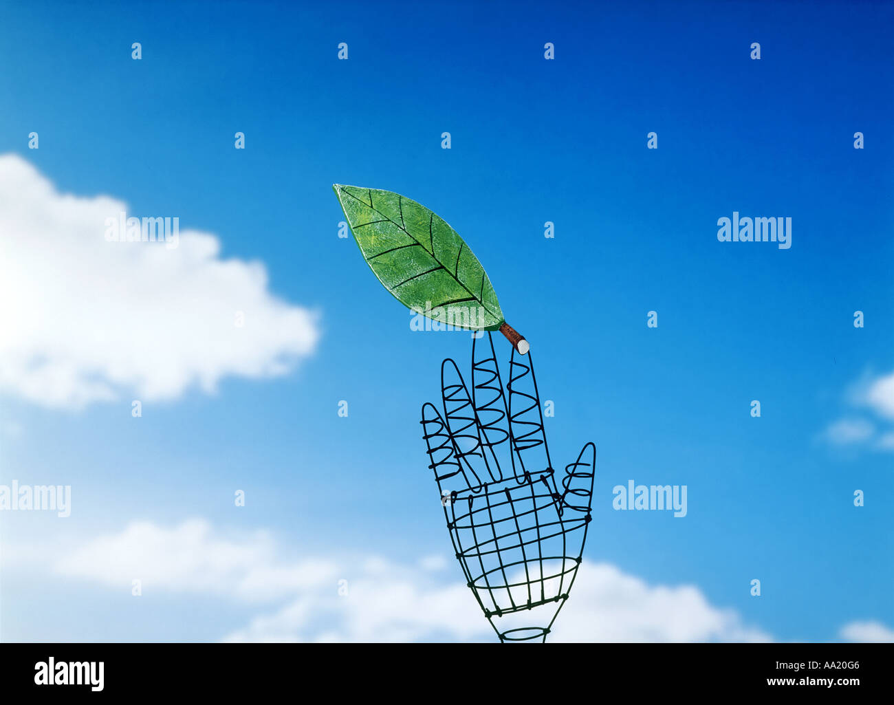 wire craft hand and leaf Stock Photo - Alamy