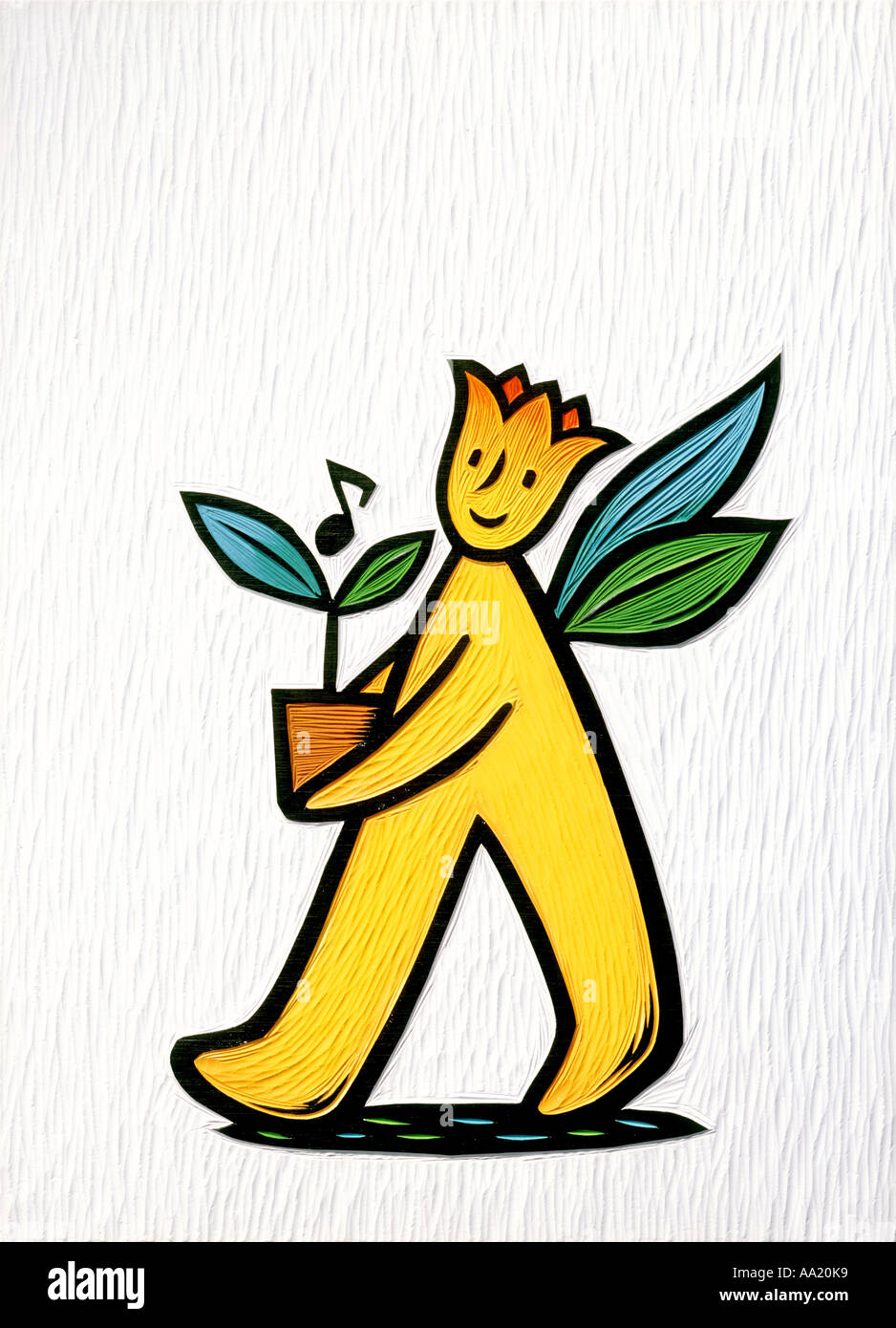 wood engraving illustration of fairy of flower Stock Photo - Alamy