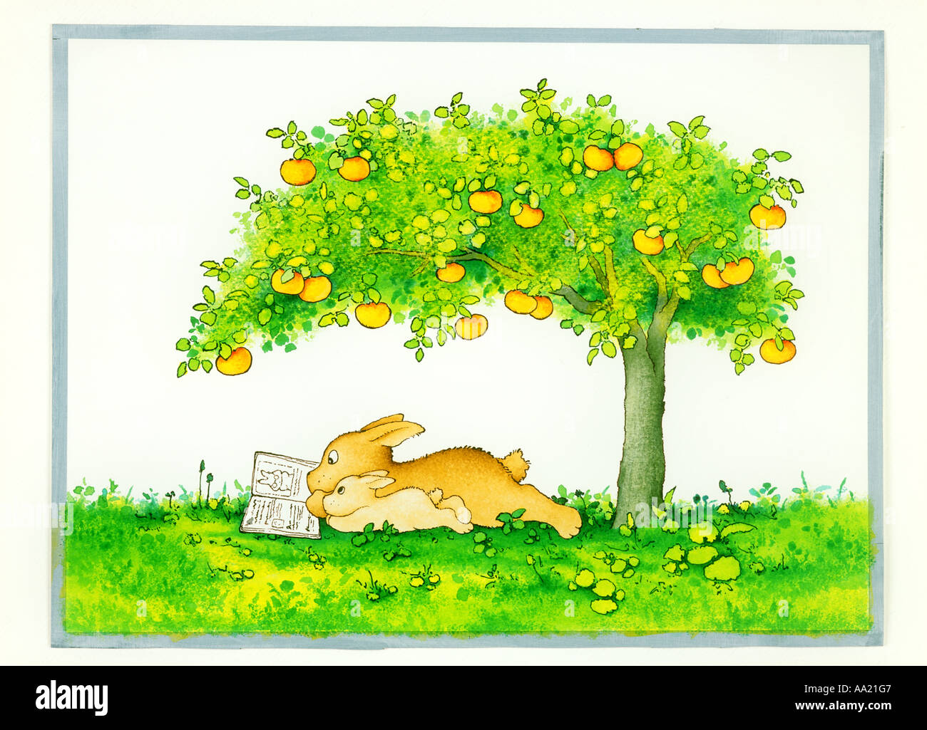 illustration rabbit reading Stock Photo - Alamy
