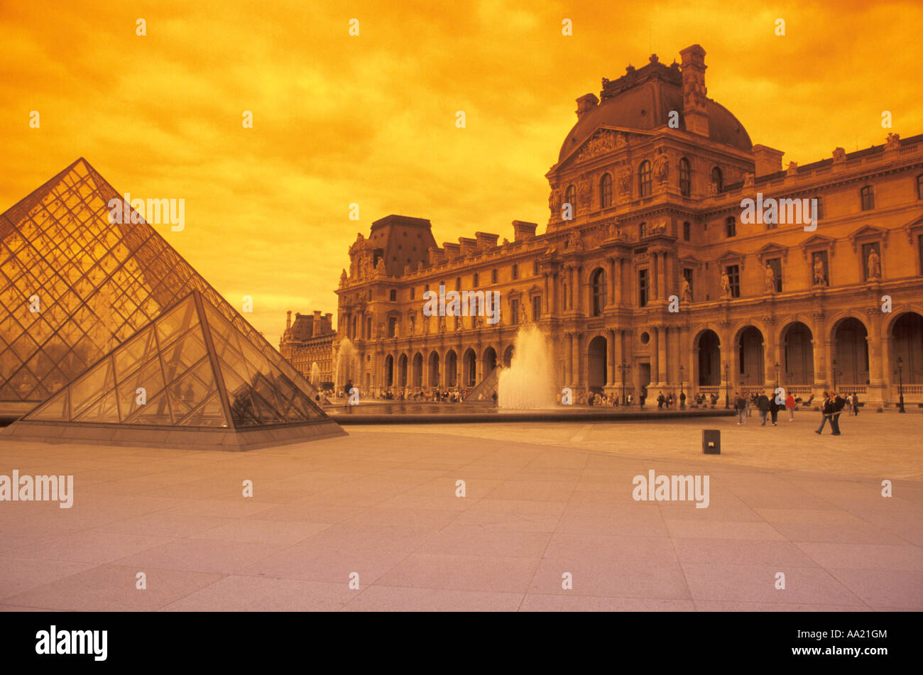 Louvre Museum pyramid Paris France Stock Photo - Alamy