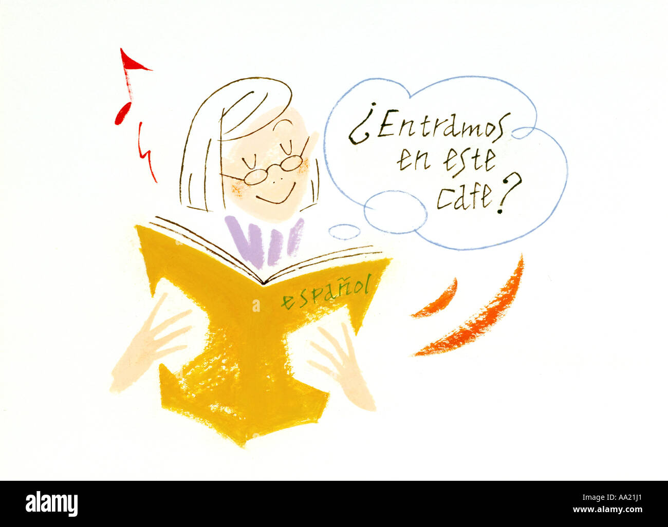 illustration learning Spanish Stock Photo - Alamy