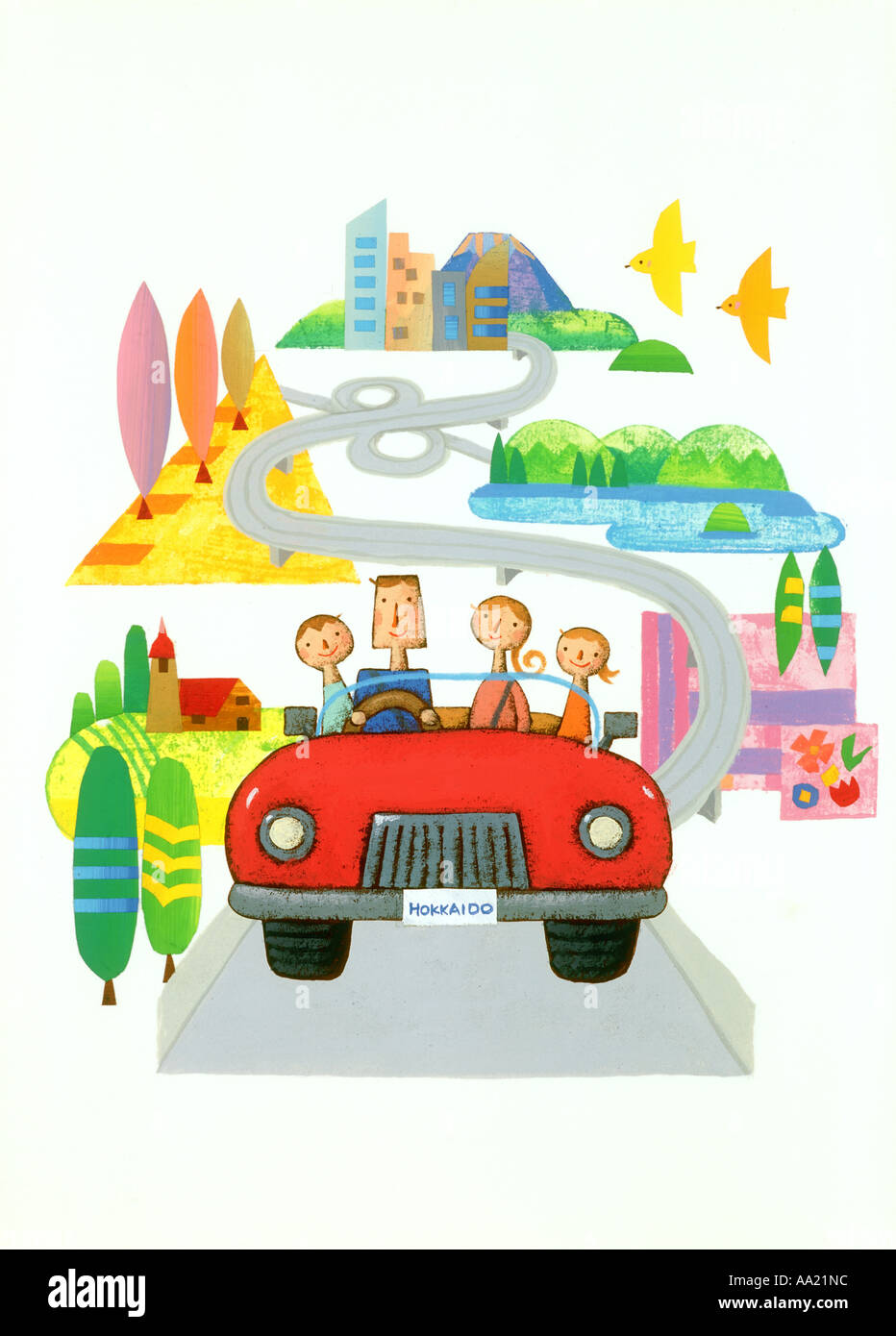illustration driving around sceninc places Stock Photo - Alamy