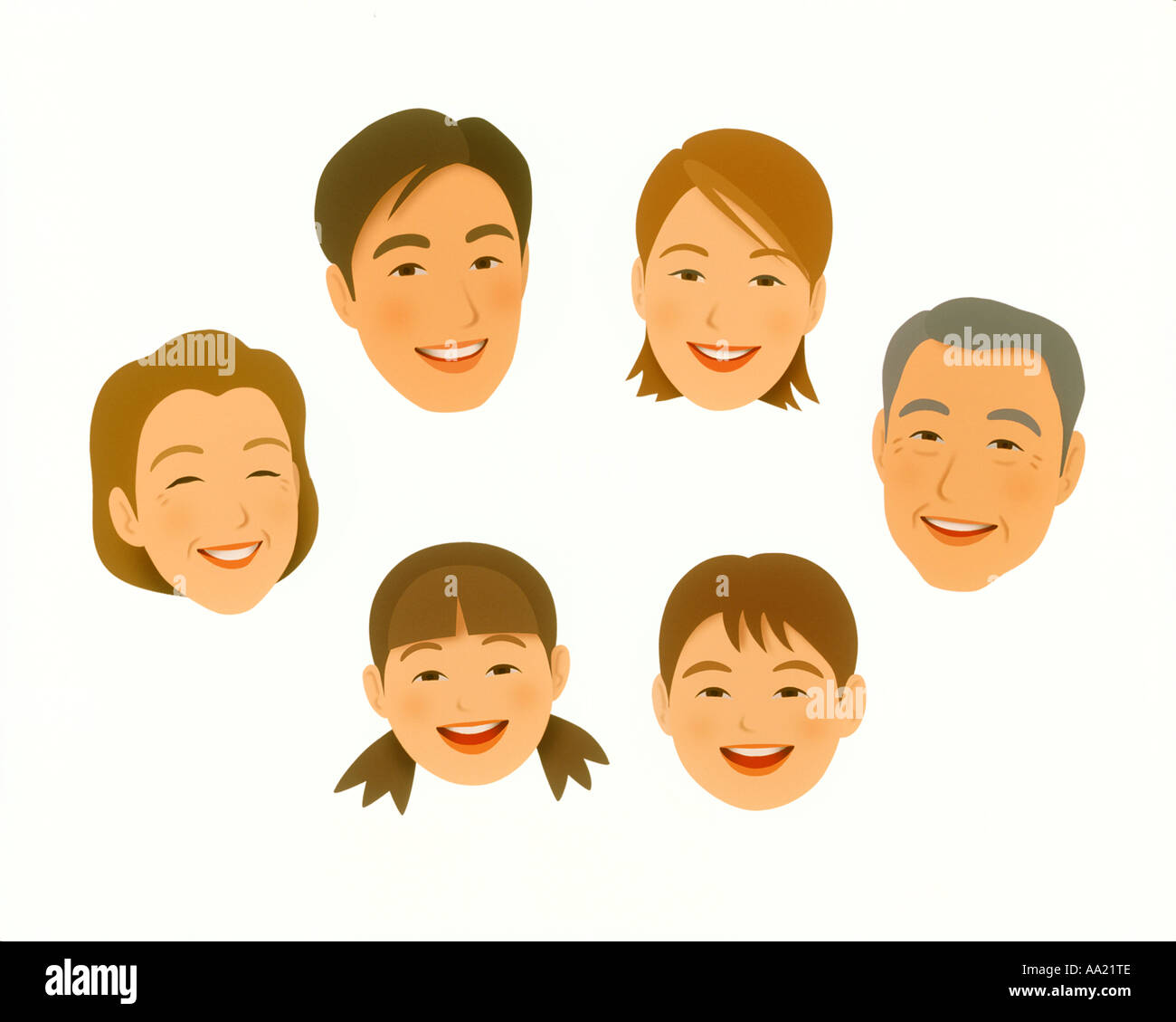 illustration family faces Stock Photo - Alamy