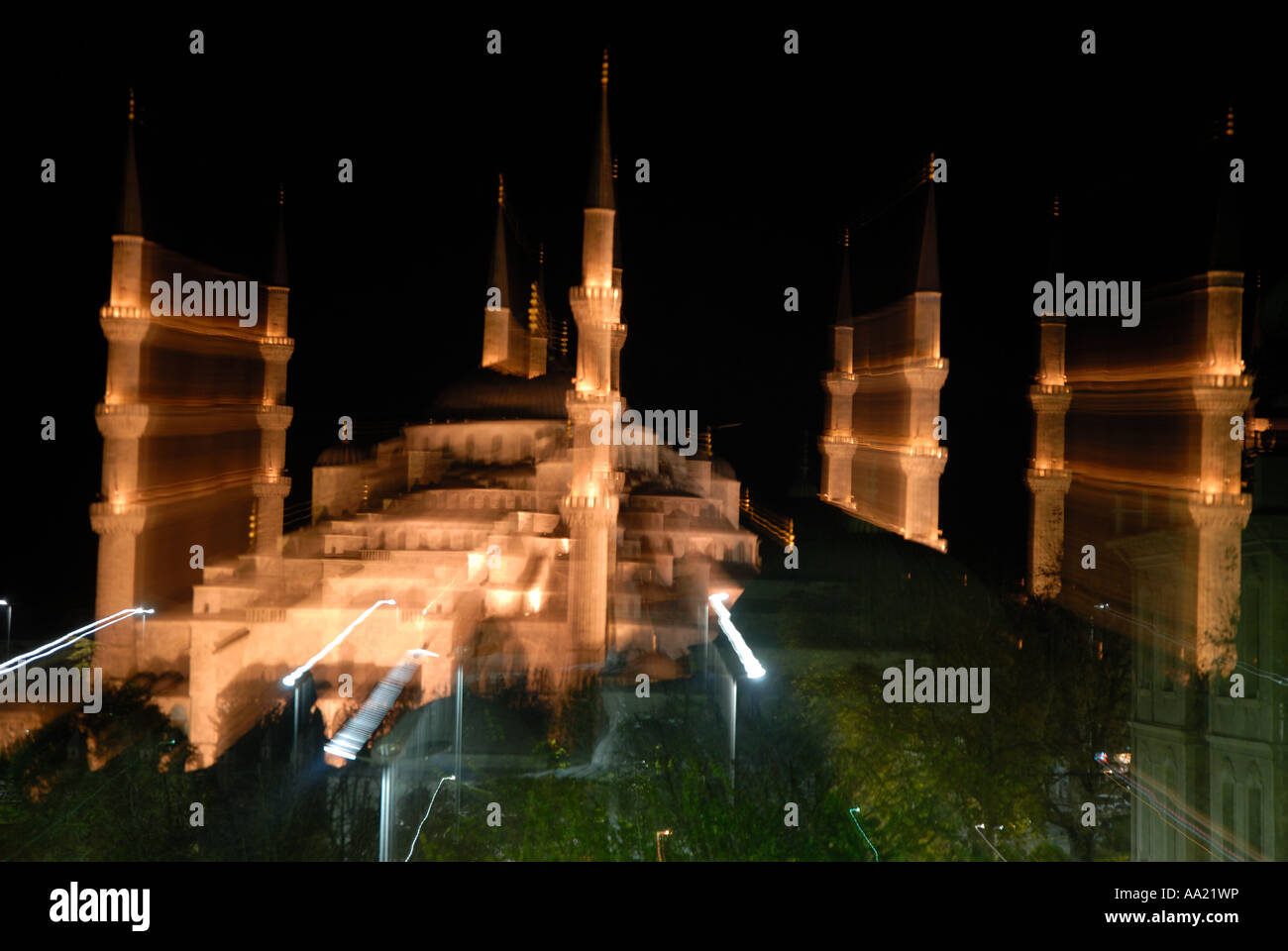Blue mosque at night zoom effect Stock Photo - Alamy