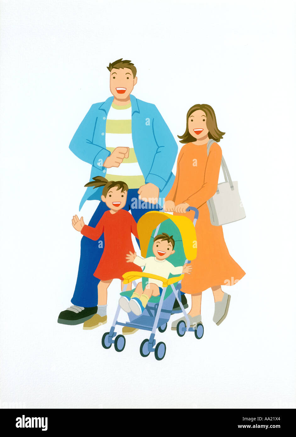 illustration family going out Stock Photo - Alamy