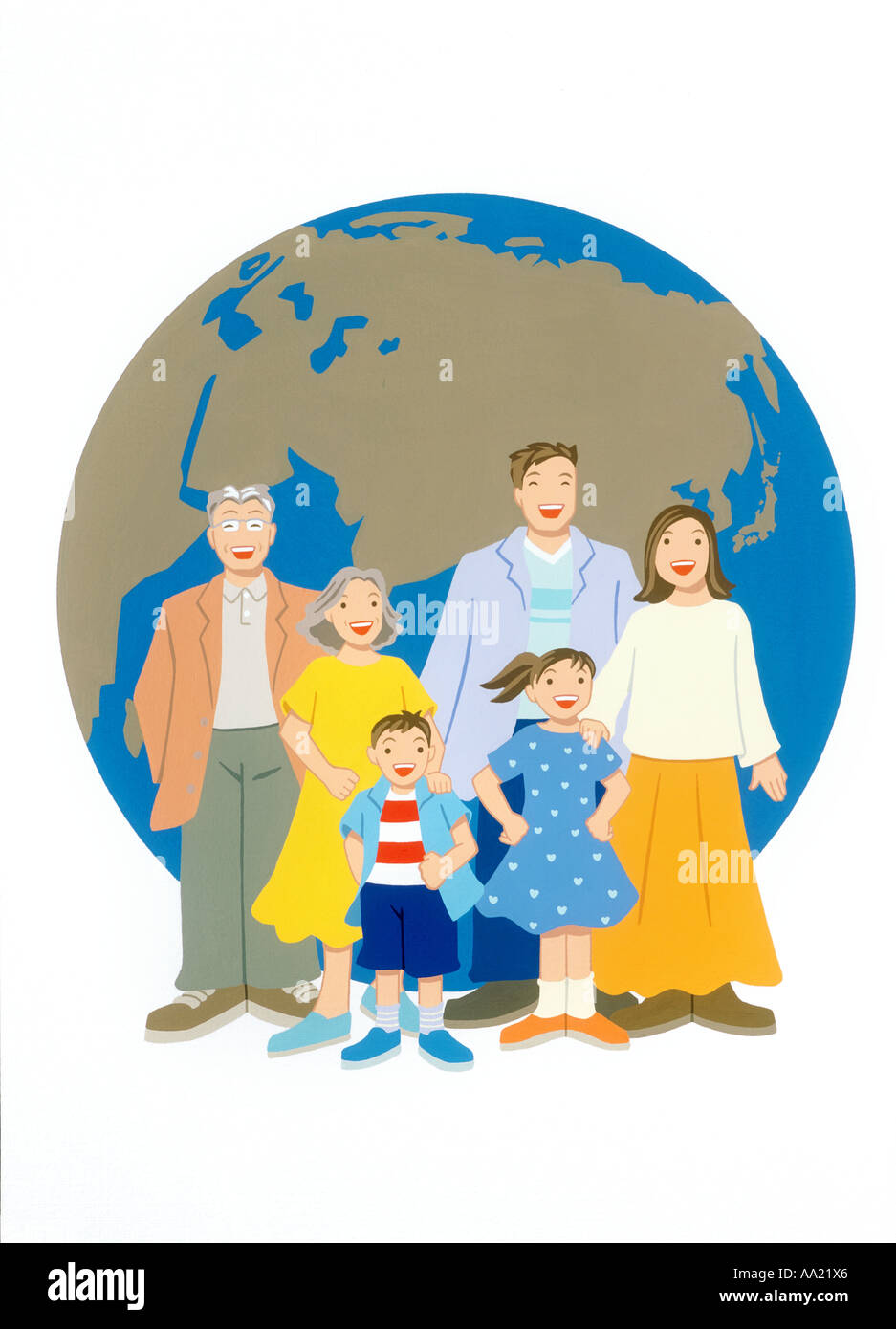 illustration family on earth Stock Photo - Alamy