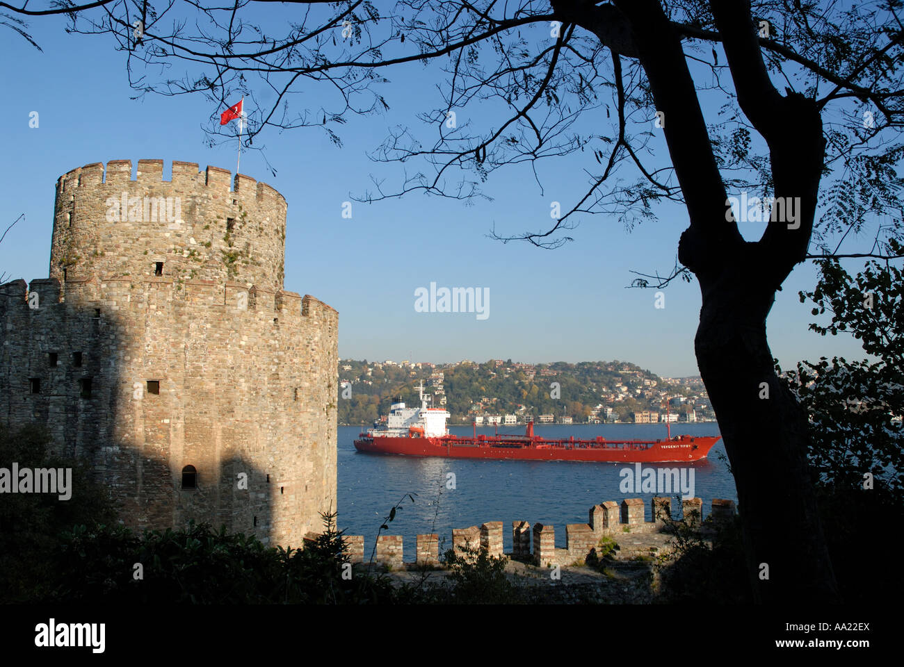 Rumeli Hisari is a fortress located in Istanbul, turkey on a hill of ...