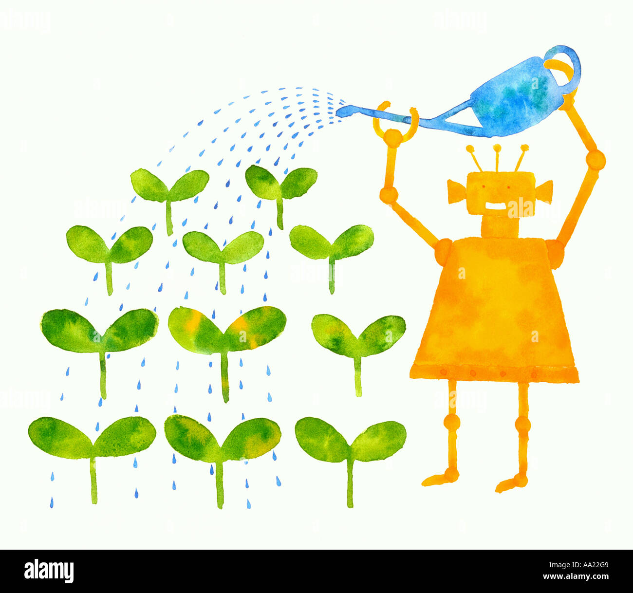illustration watering robot Stock Photo - Alamy