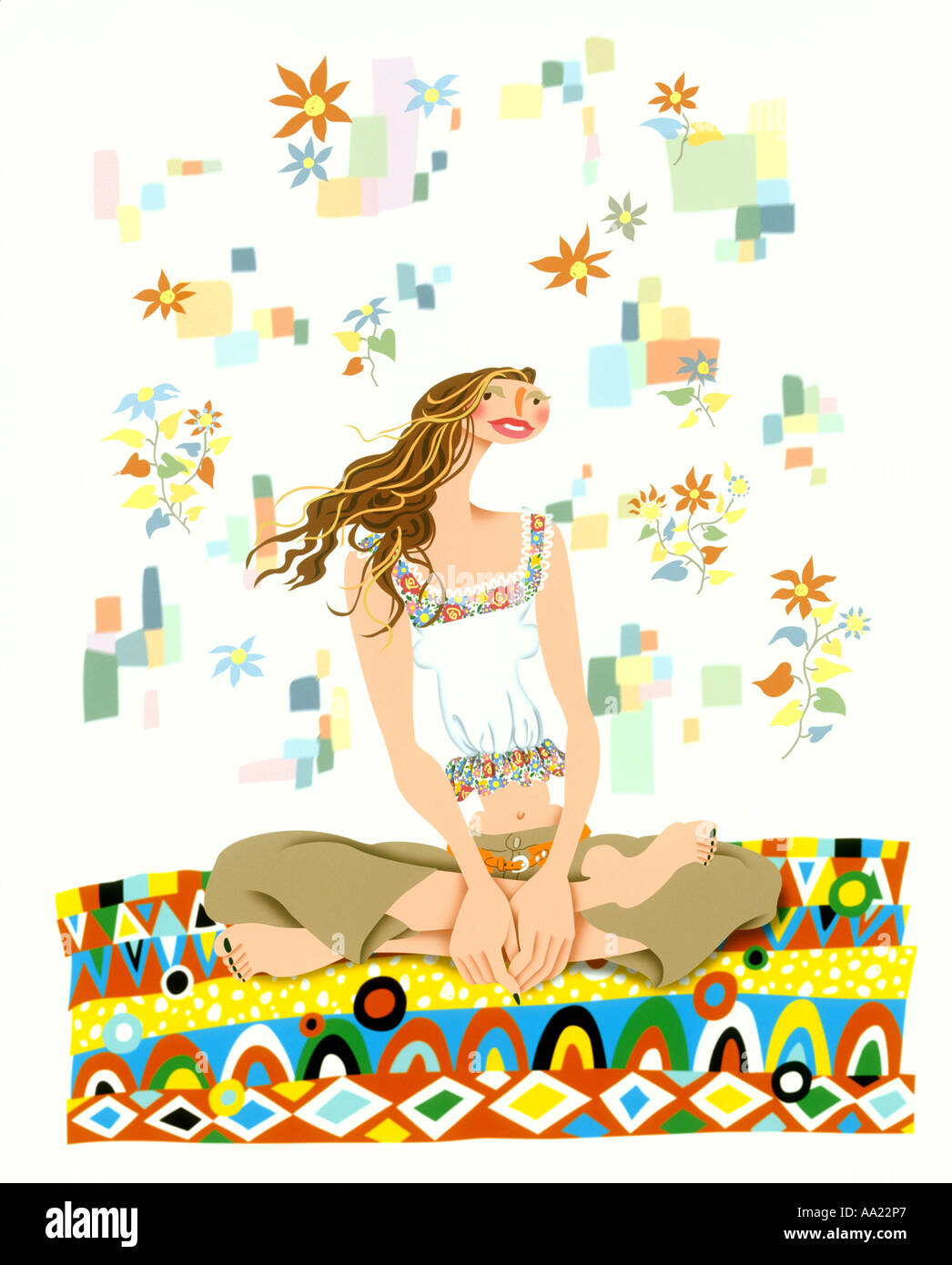 illustration woman relaxing Stock Photo - Alamy