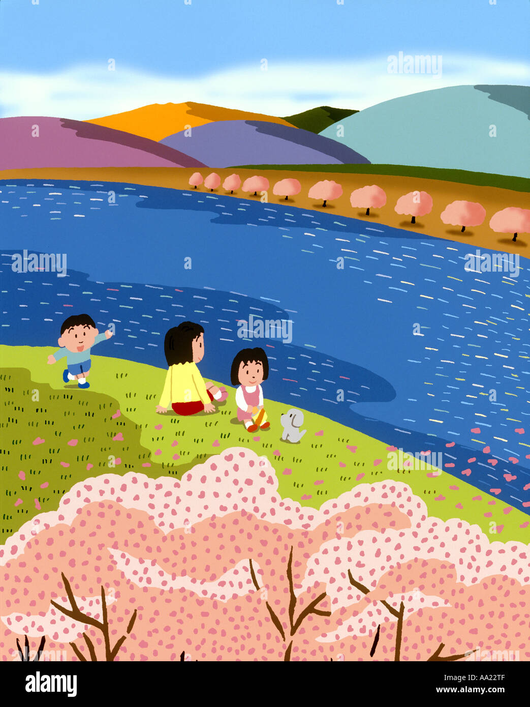 illustration nostalgic scenery Stock Photo - Alamy