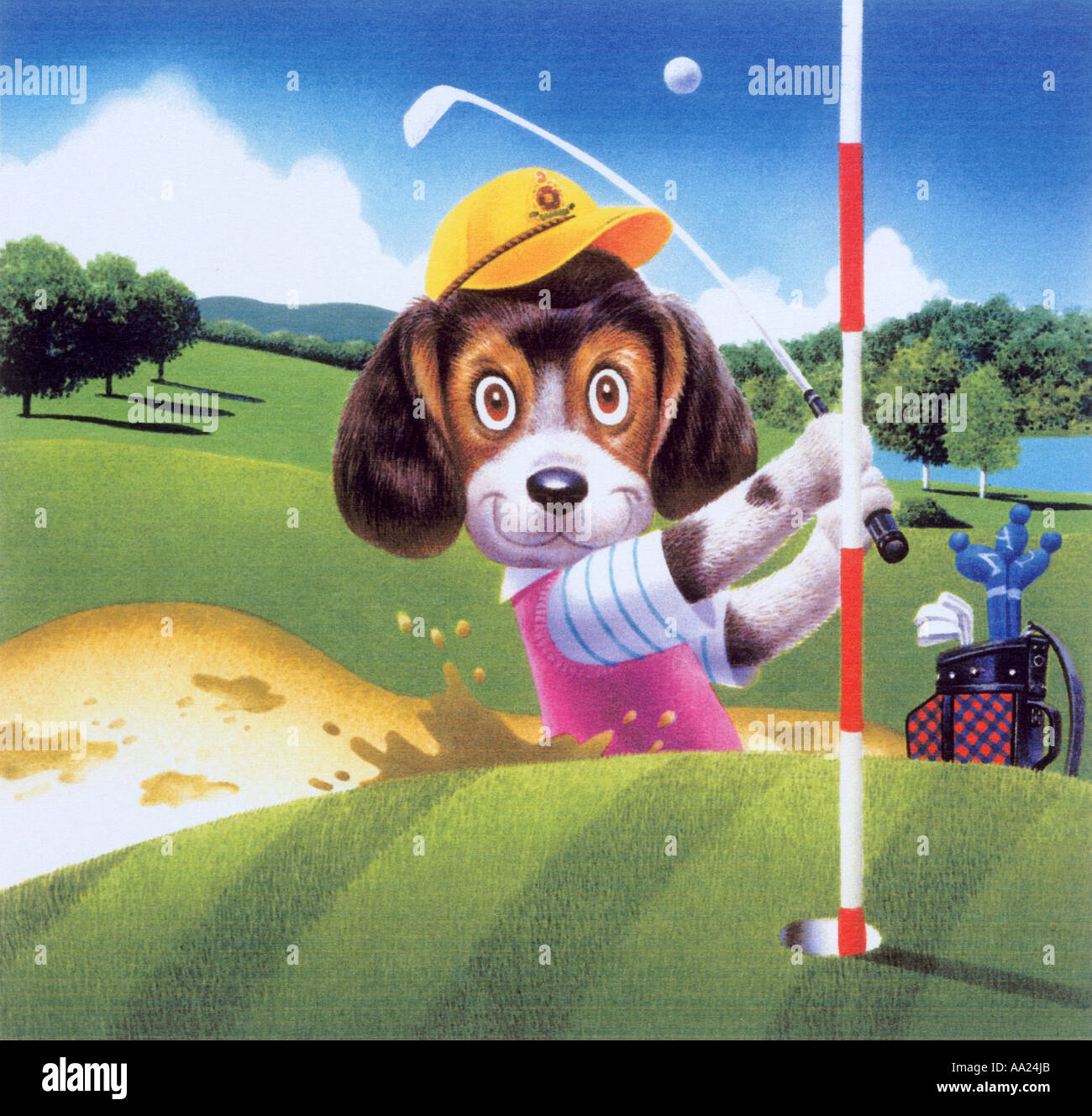 illustration dog golfer Stock Photo - Alamy