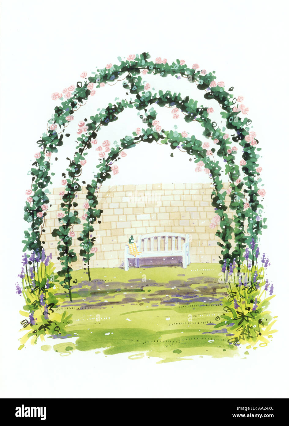 illustration garden gate Stock Photo - Alamy