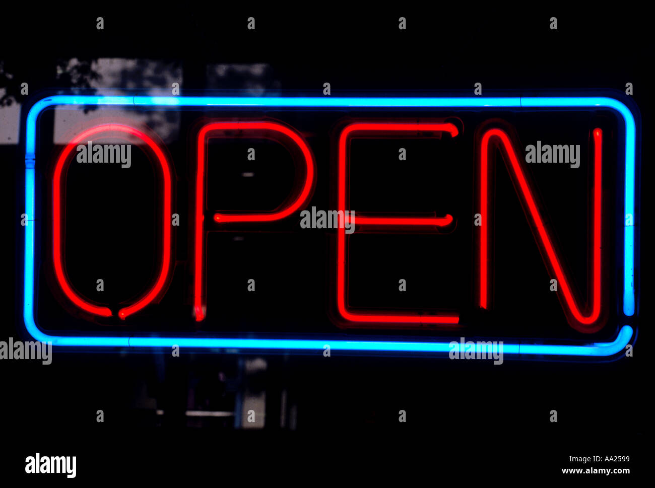 Neon OPEN sign Stock Photo - Alamy