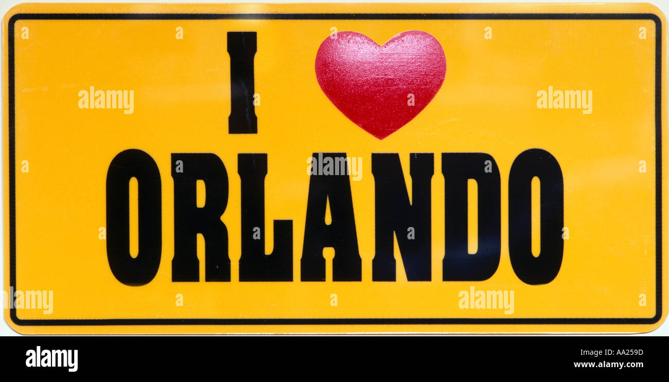 I Love Orlando Number Souvenir License Plate, Florida, USA Stock Photo ...