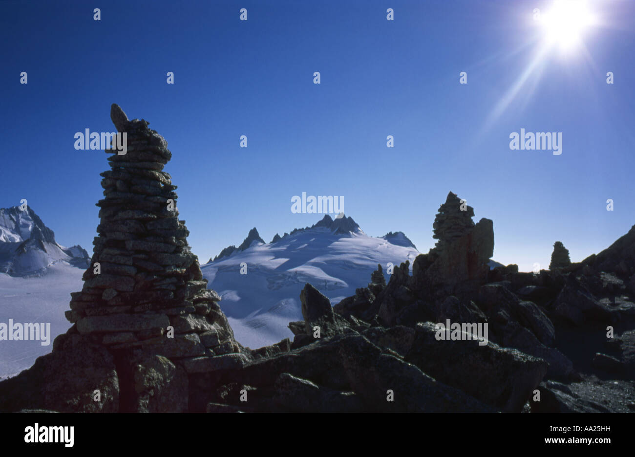 Cairns in the Swiss Alps near the Trient Hut Stock Photo - Alamy