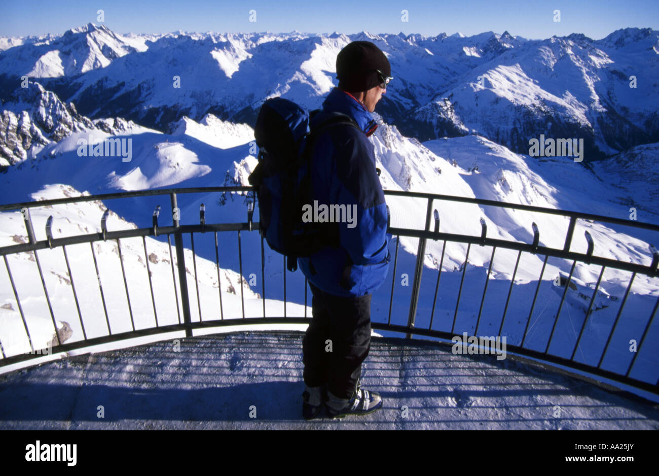 View from the top of Valluga mountain, St Anton, Austria Stock Photo ...