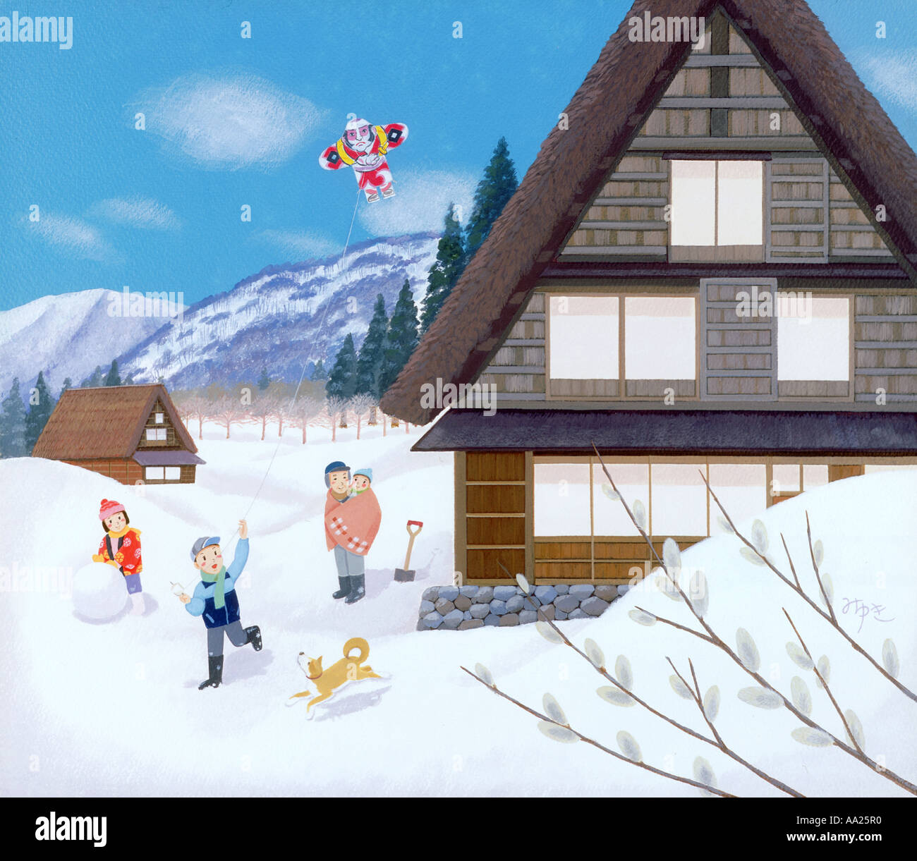 illustration nostalgic scenery Stock Photo - Alamy