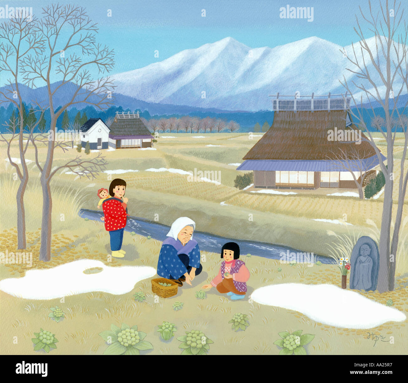 illustration nostalgic scenery Stock Photo - Alamy