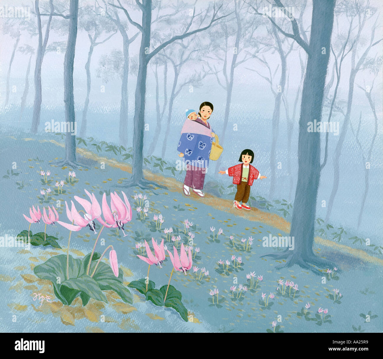 illustration nostalgic scenery Stock Photo - Alamy