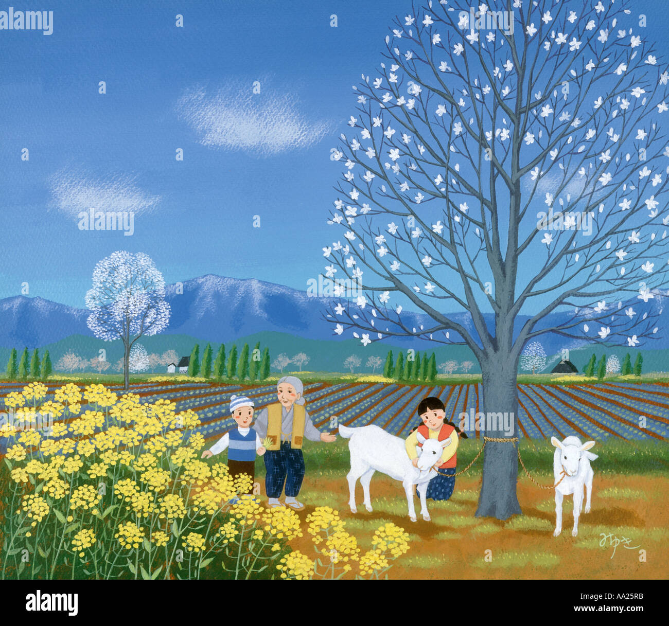 illustration nostalgic scenery Stock Photo - Alamy