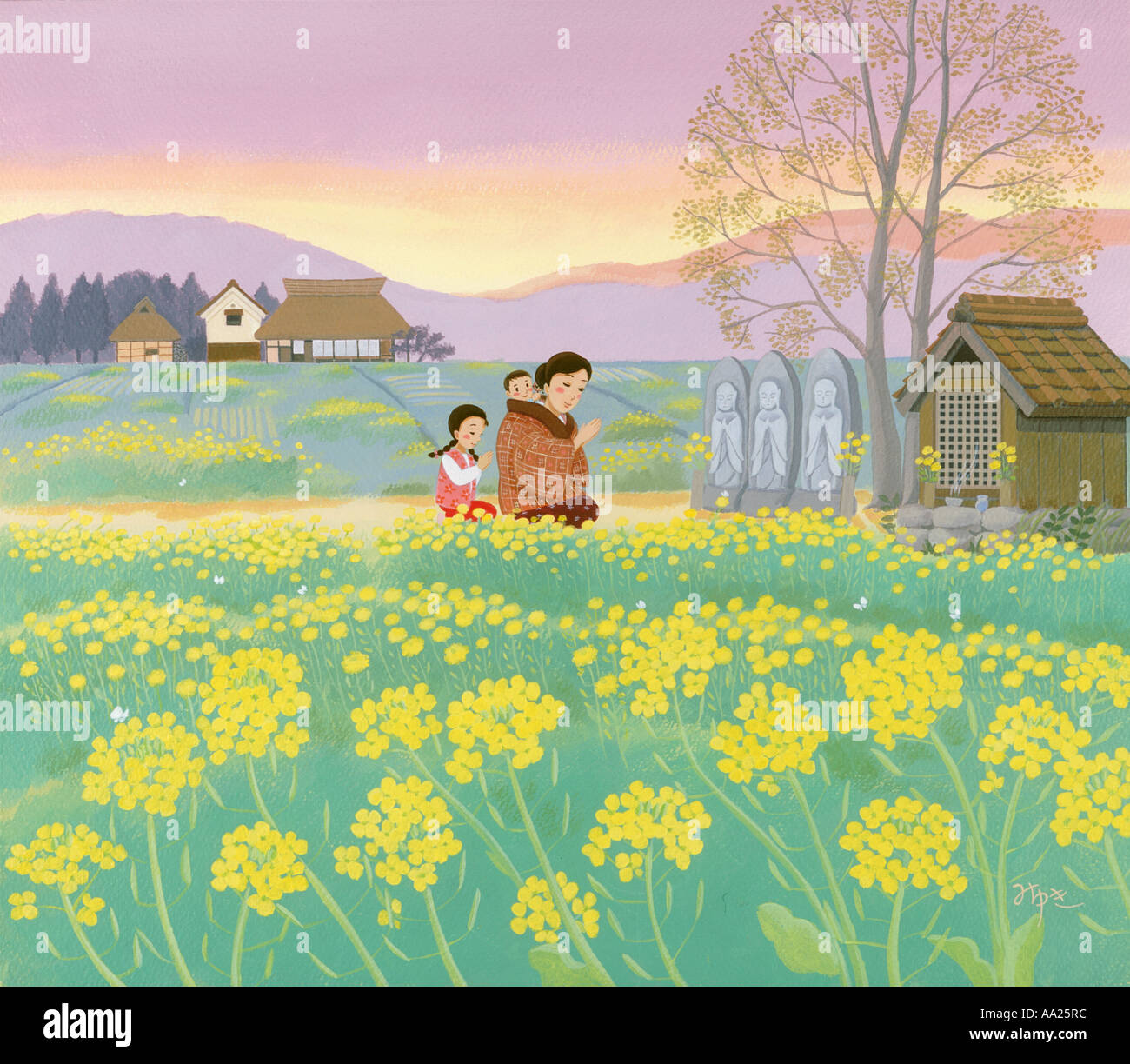 illustration nostalgic scenery Stock Photo - Alamy