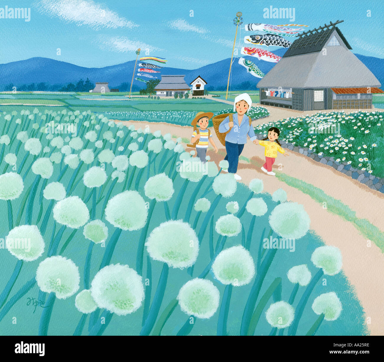 illustration nostalgic scenery Stock Photo - Alamy