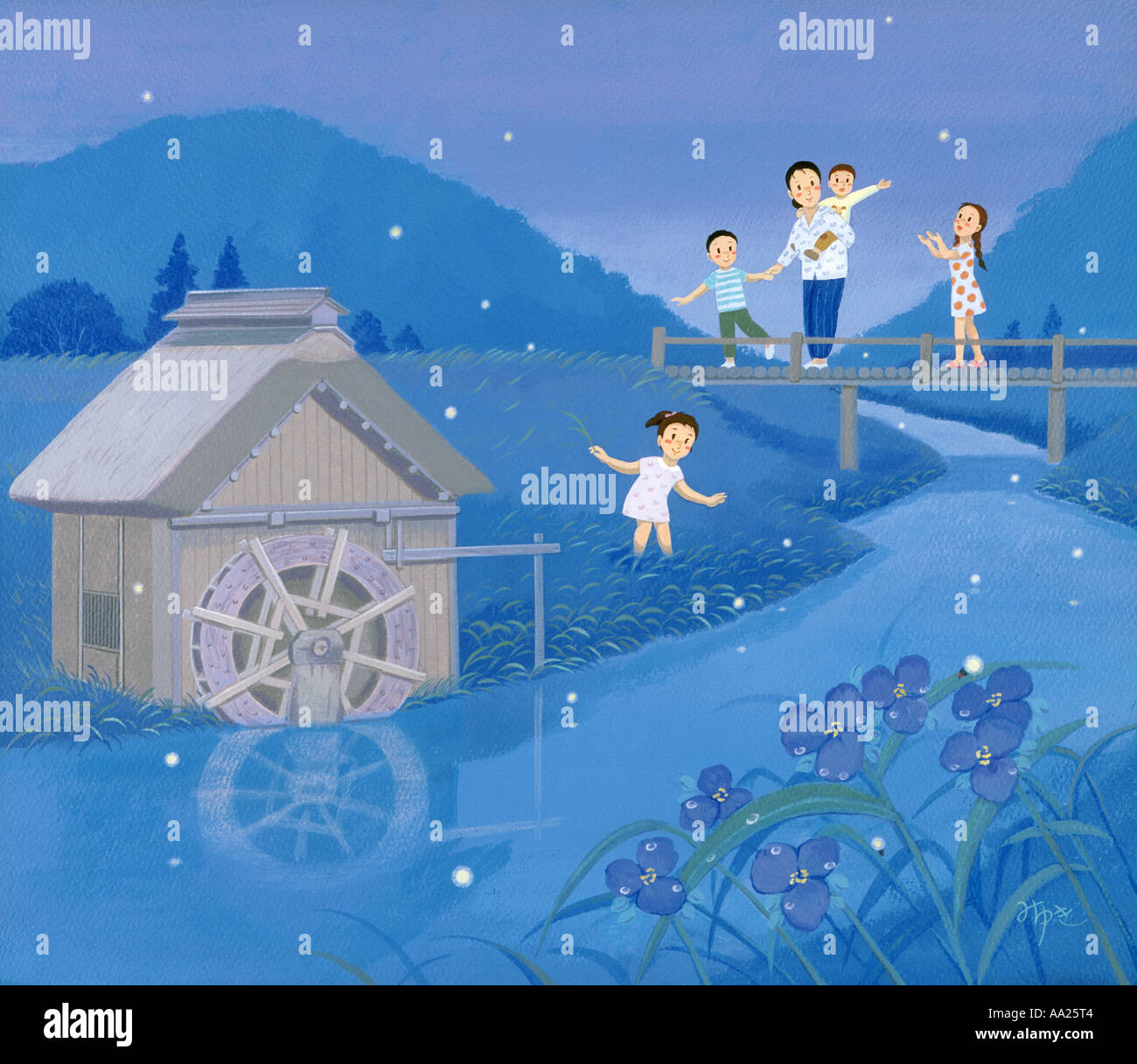illustration nostalgic scenery Stock Photo - Alamy