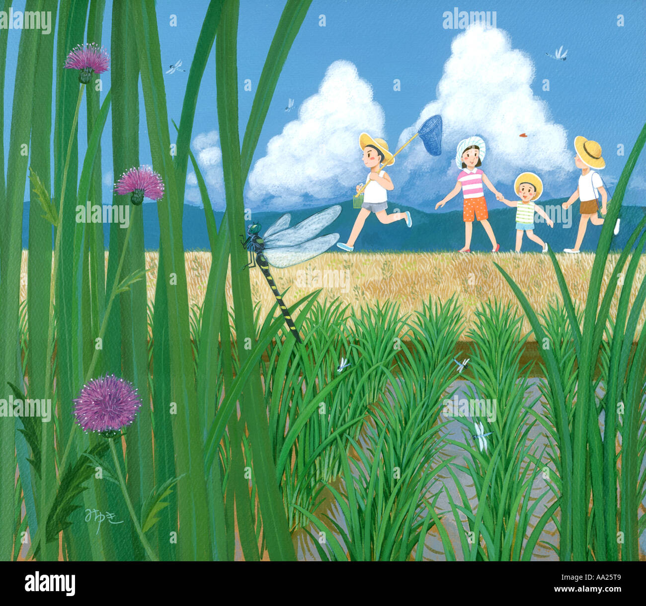 illustration nostalgic scenery Stock Photo - Alamy
