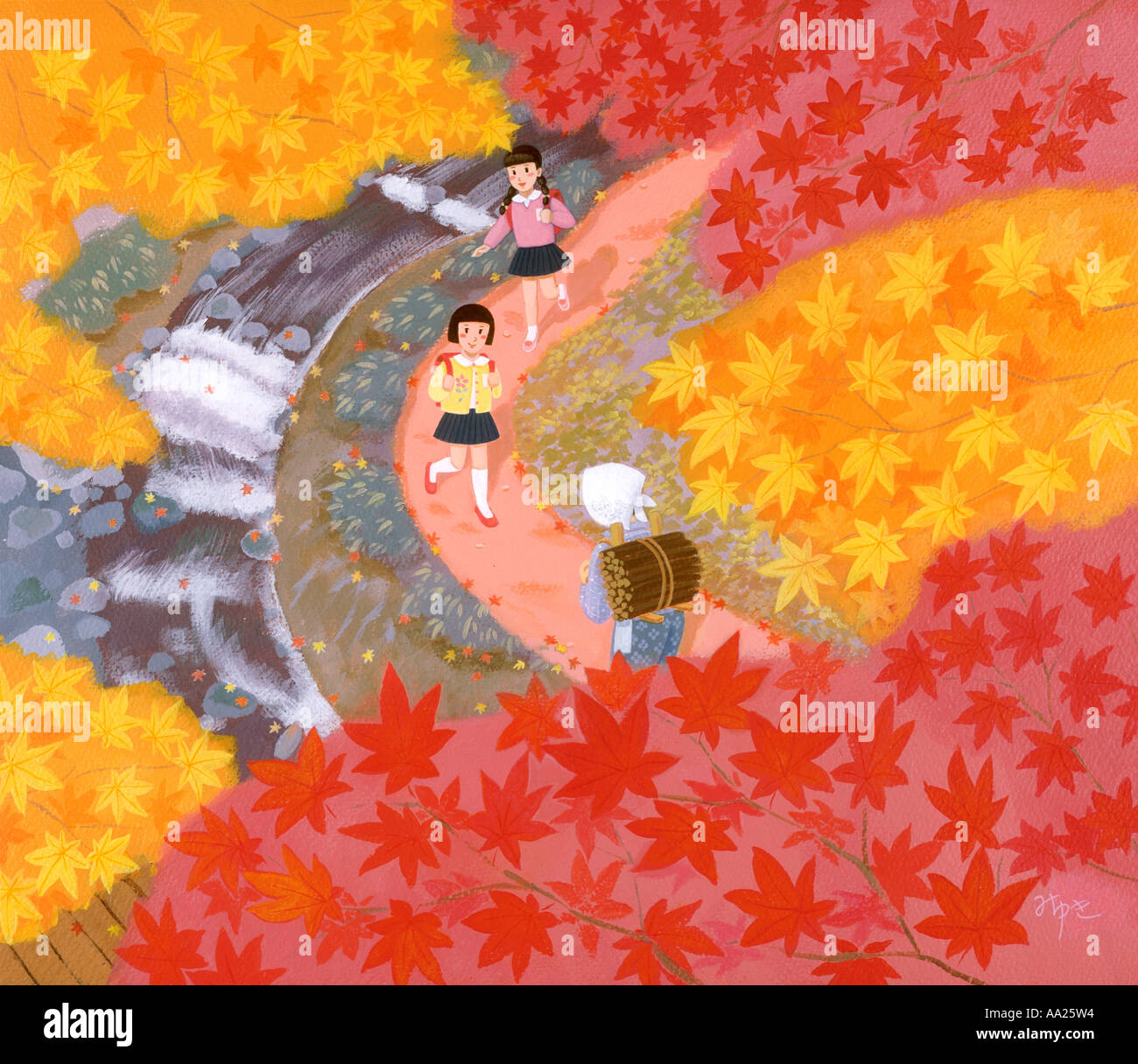 illustration nostalgic scenery Stock Photo - Alamy