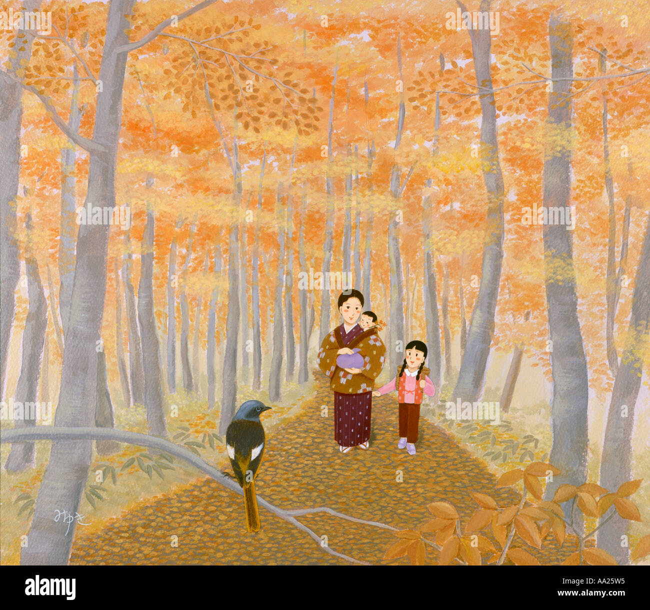 illustration nostalgic scenery Stock Photo - Alamy