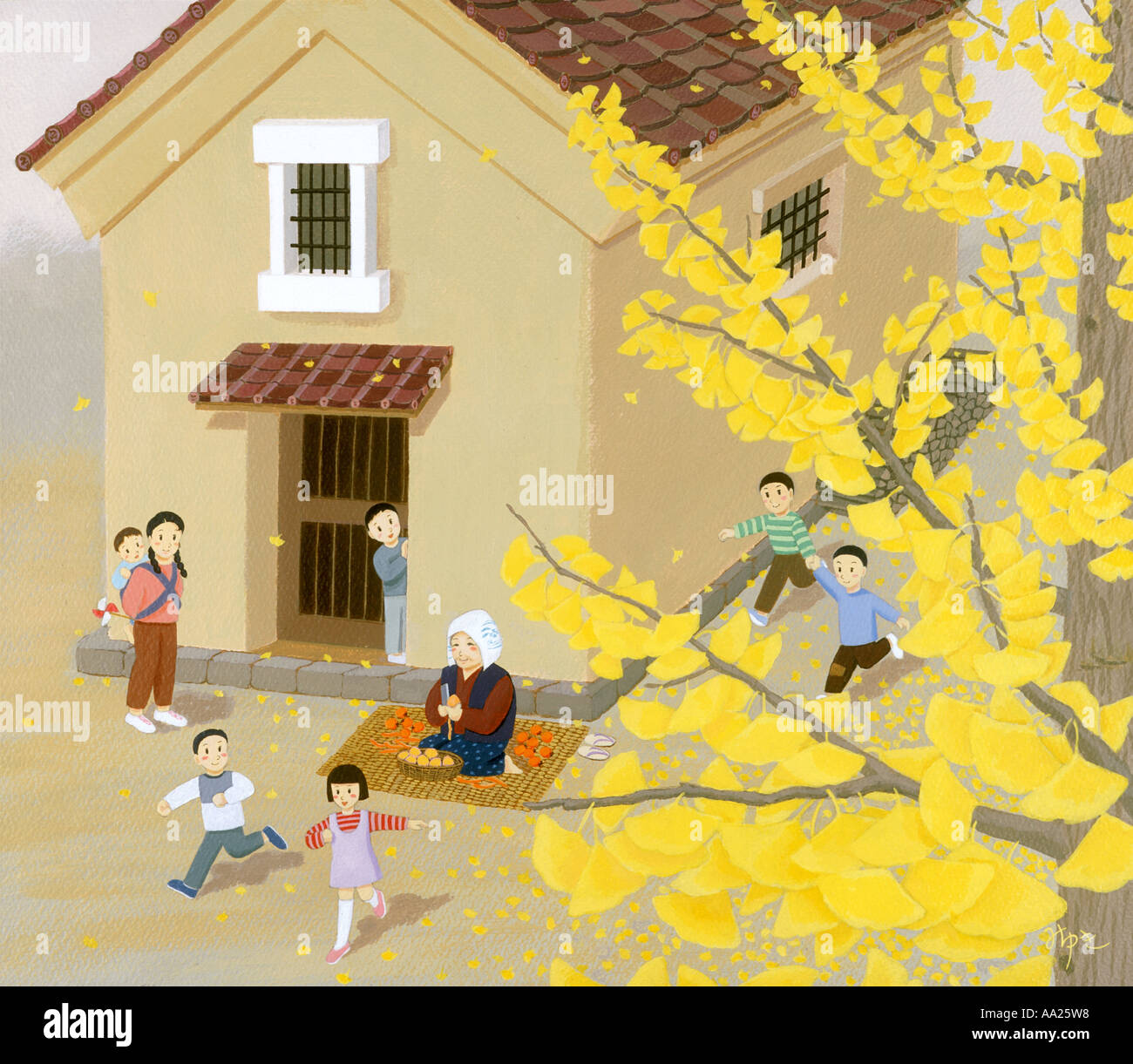 illustration nostalgic scenery Stock Photo - Alamy