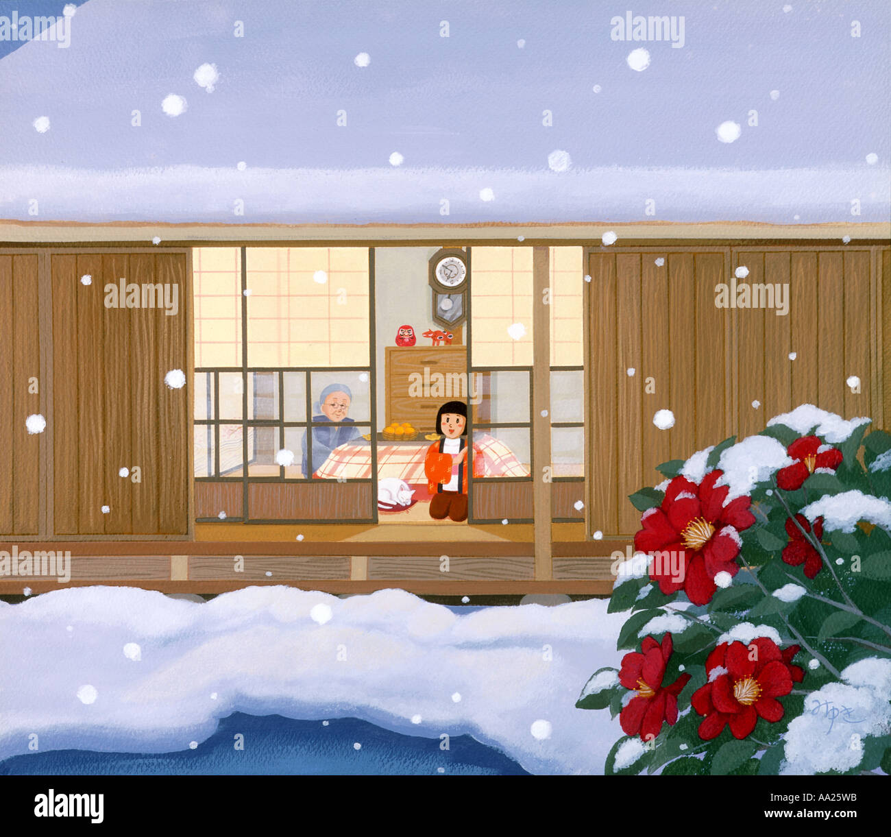 illustration nostalgic scenery Stock Photo - Alamy