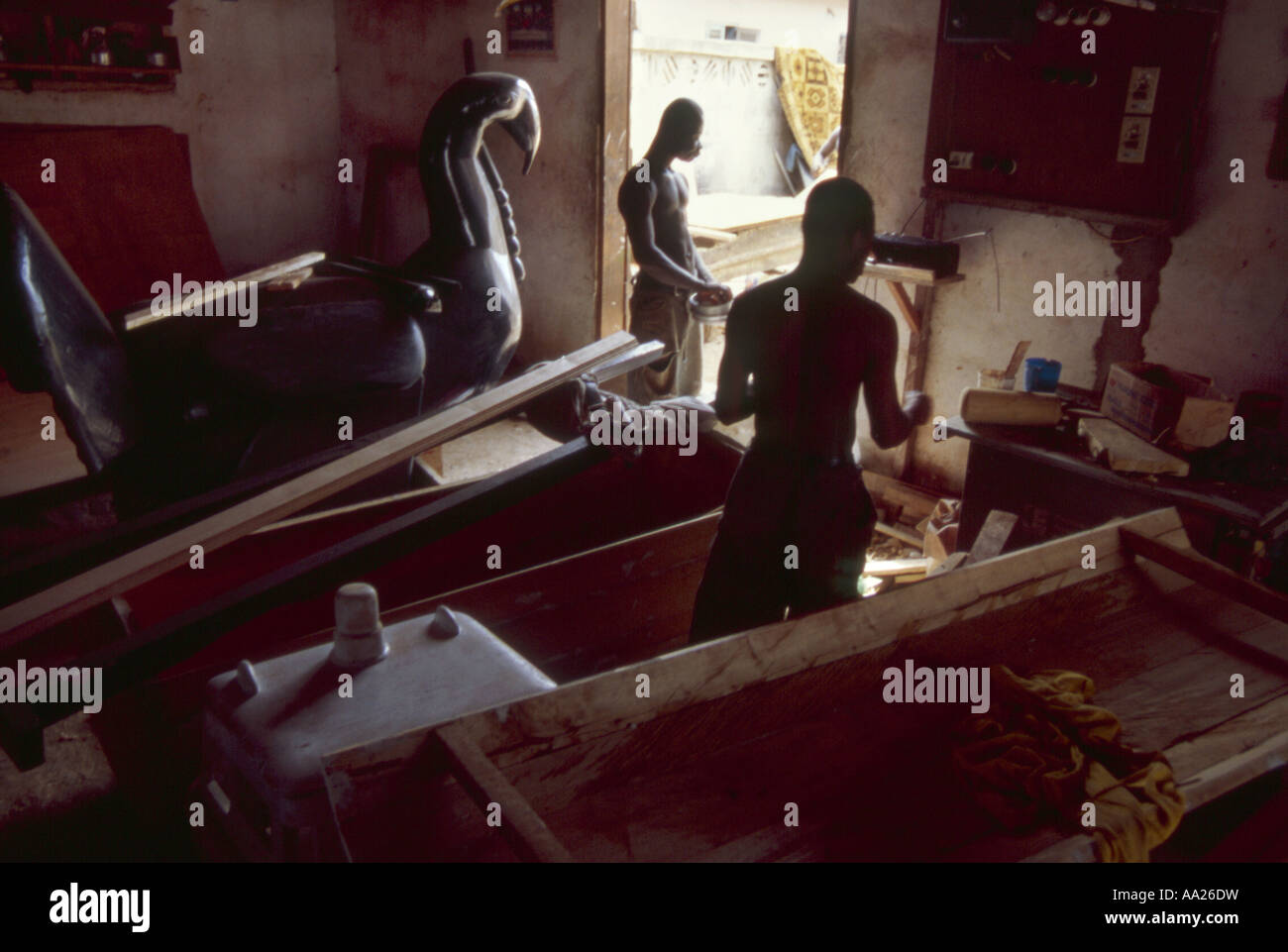 'Paa Joe's' Novelty Coffin Makers in Teshie, workers resting whilst ...