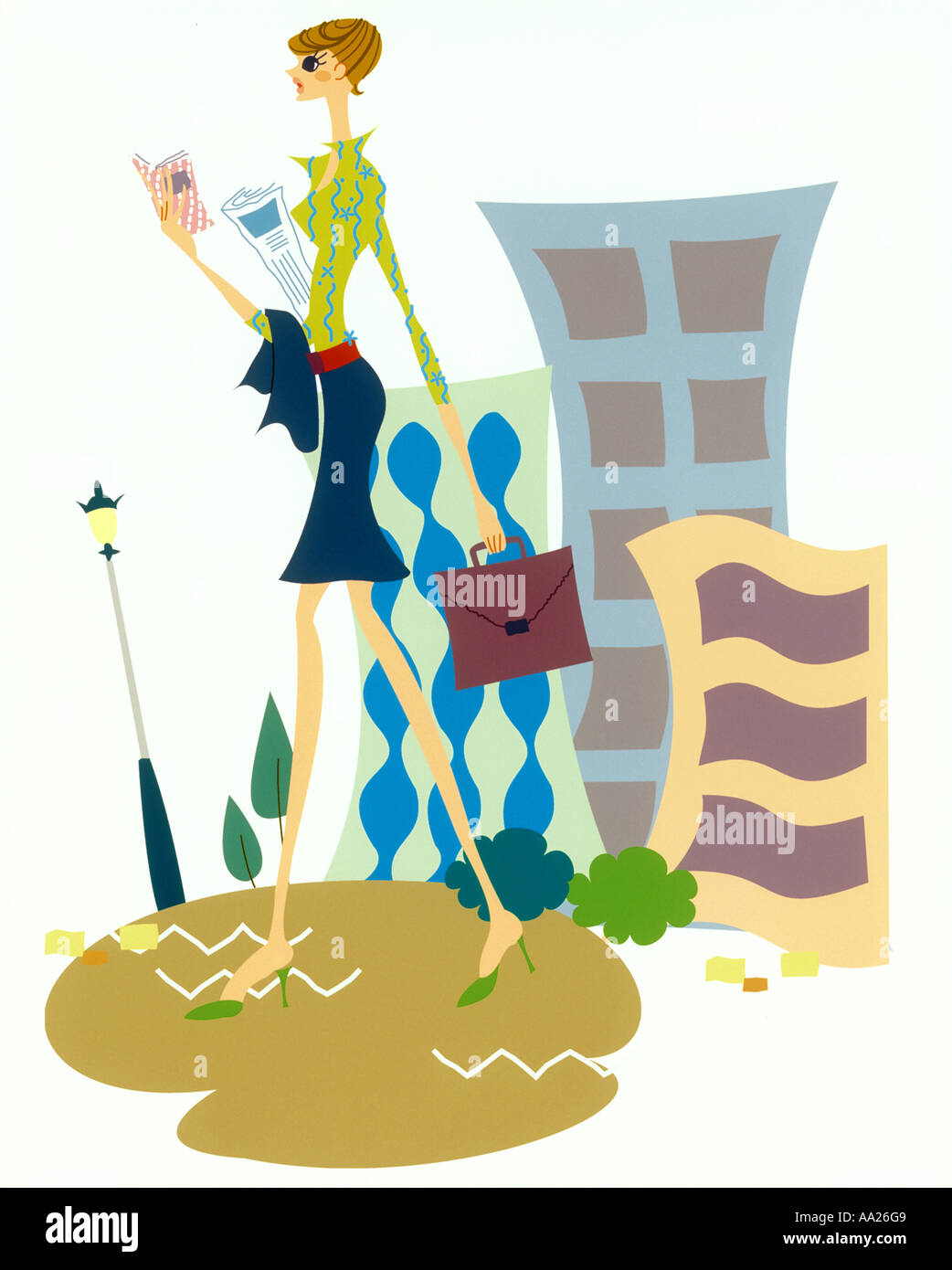 illustration woman commute Stock Photo - Alamy