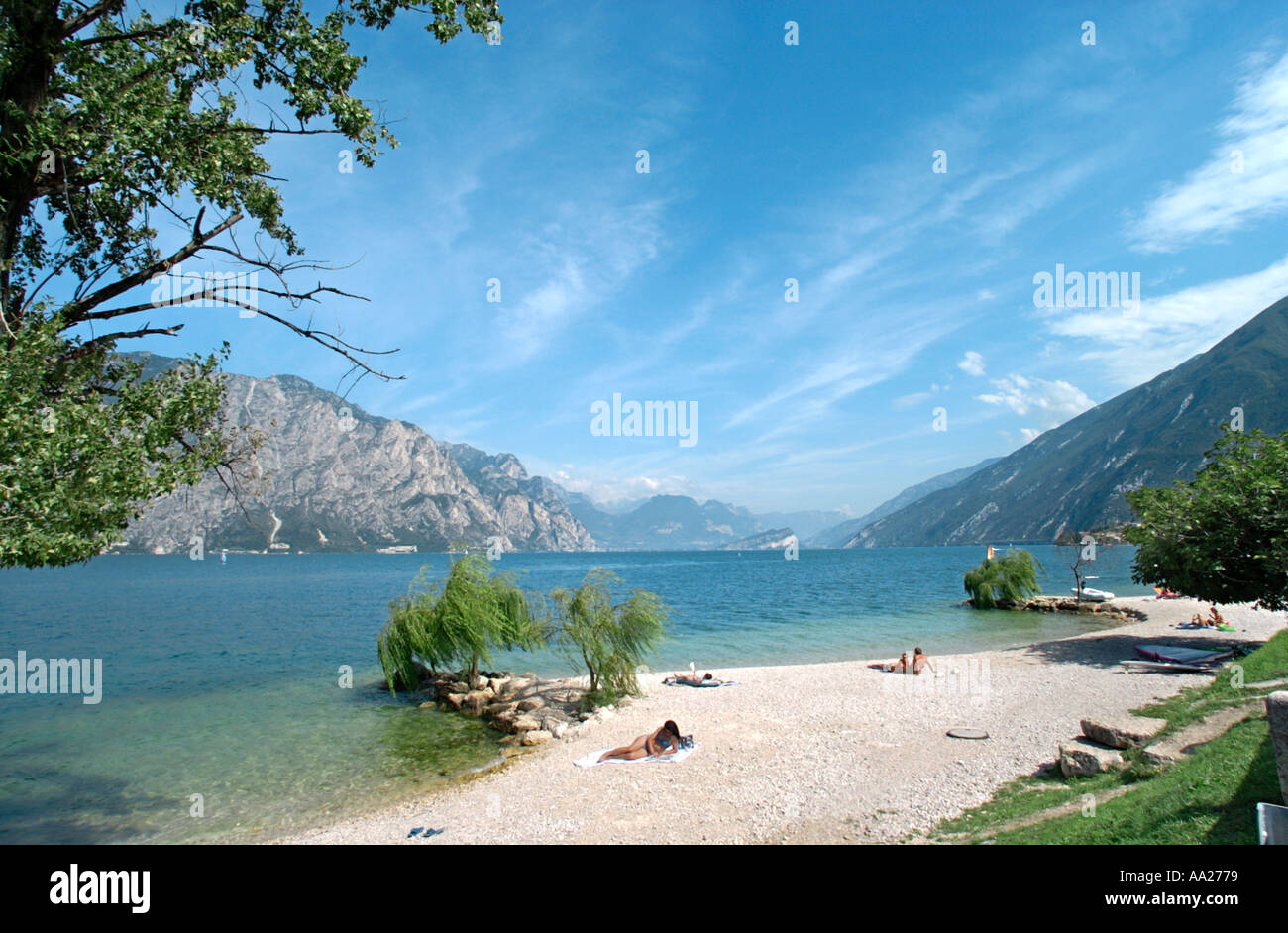 Sunbathing beach beaches lake garda hi-res stock photography and images ...