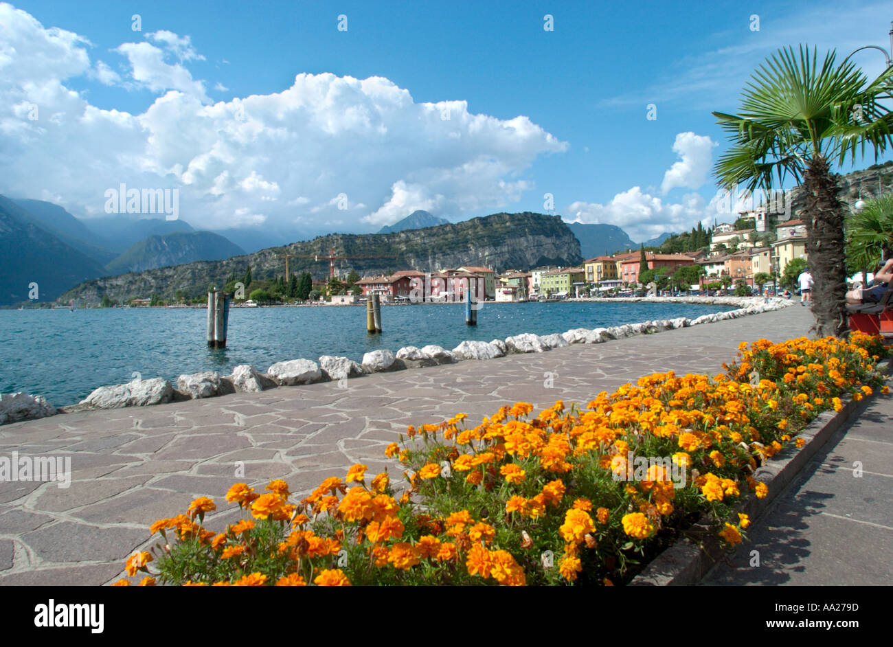 Lakefront promenade, Torbole, Lake Garda, Italy Stock Photo - Alamy