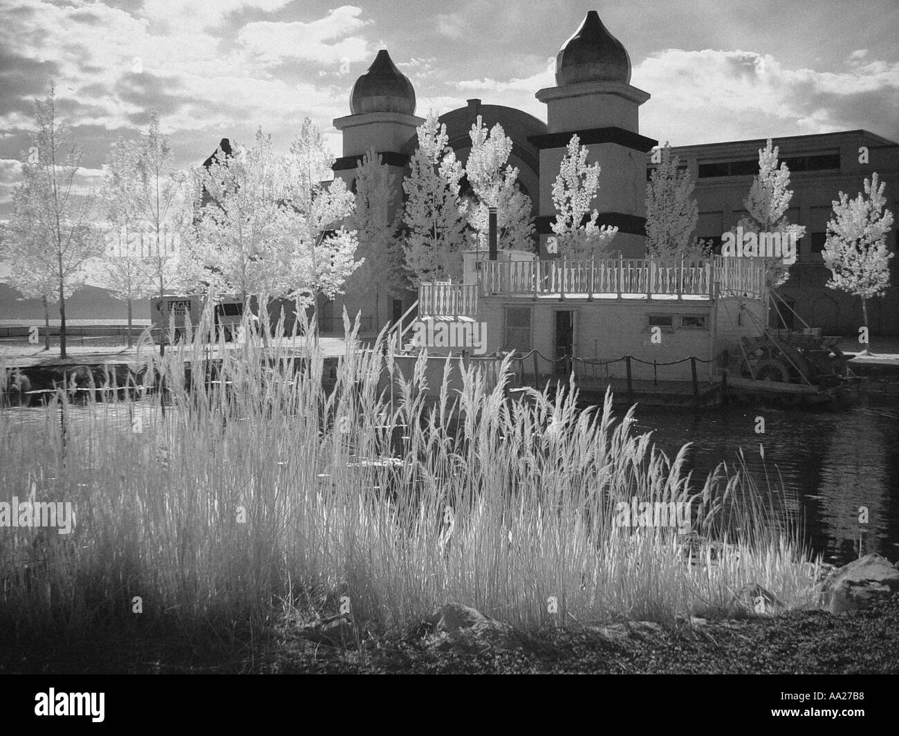 Infrared photo of Saltair Pavillion Great Salt Lake Utah USA Stock ...
