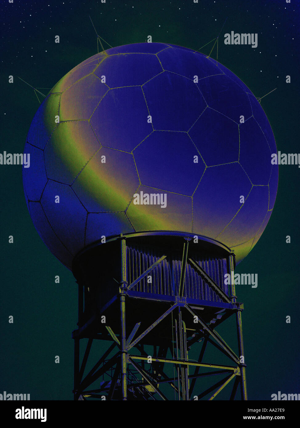 Doppler radar tower at night Stock Photo - Alamy