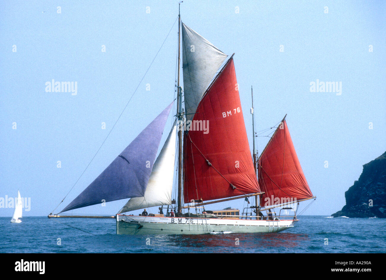 The 1925 restored Brixham trawler Vigilance off Howth near Dublin in ...