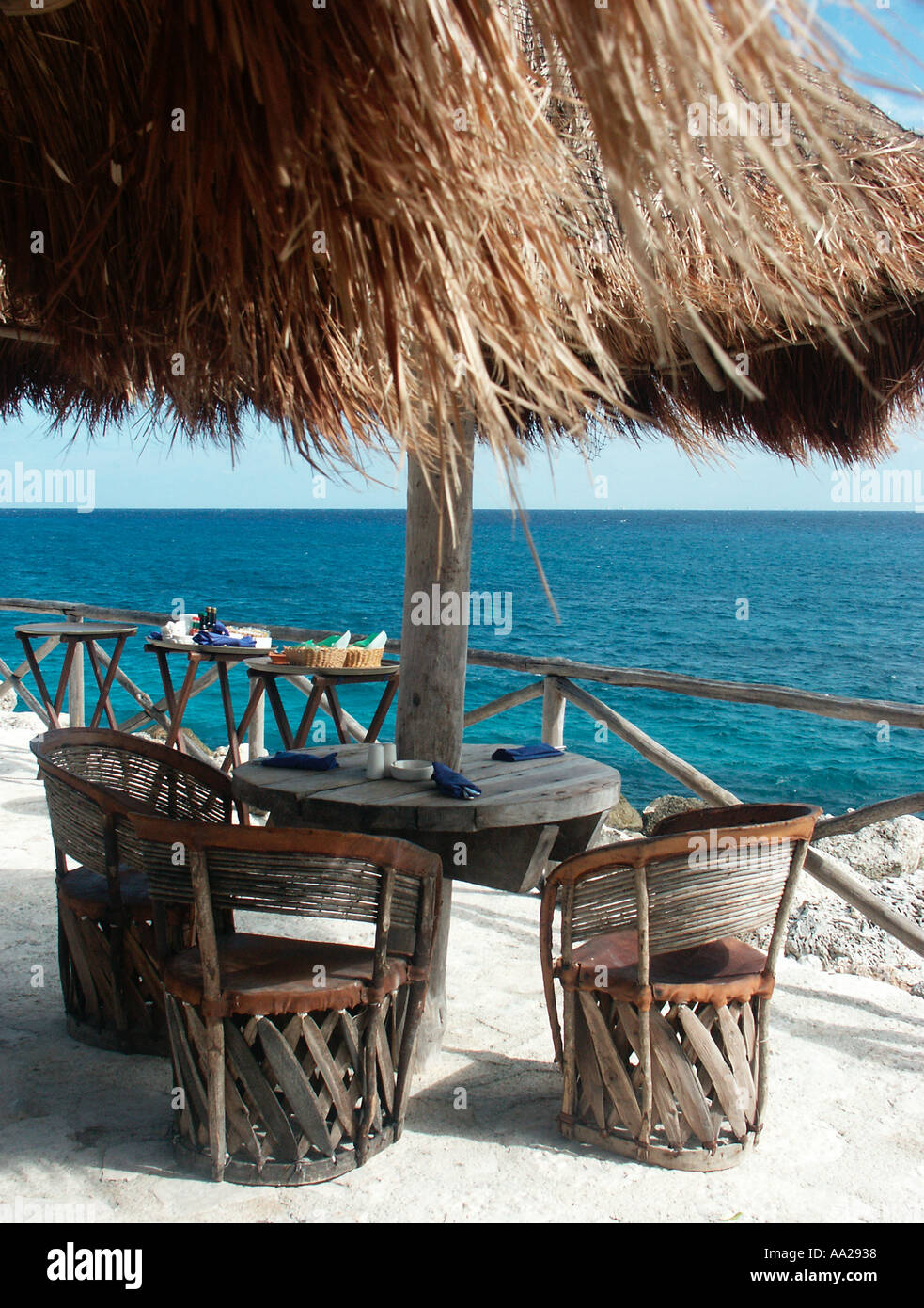 Palapa at Xcaret, nature park near Playa del Carmen, Mexico Stock Photo ...