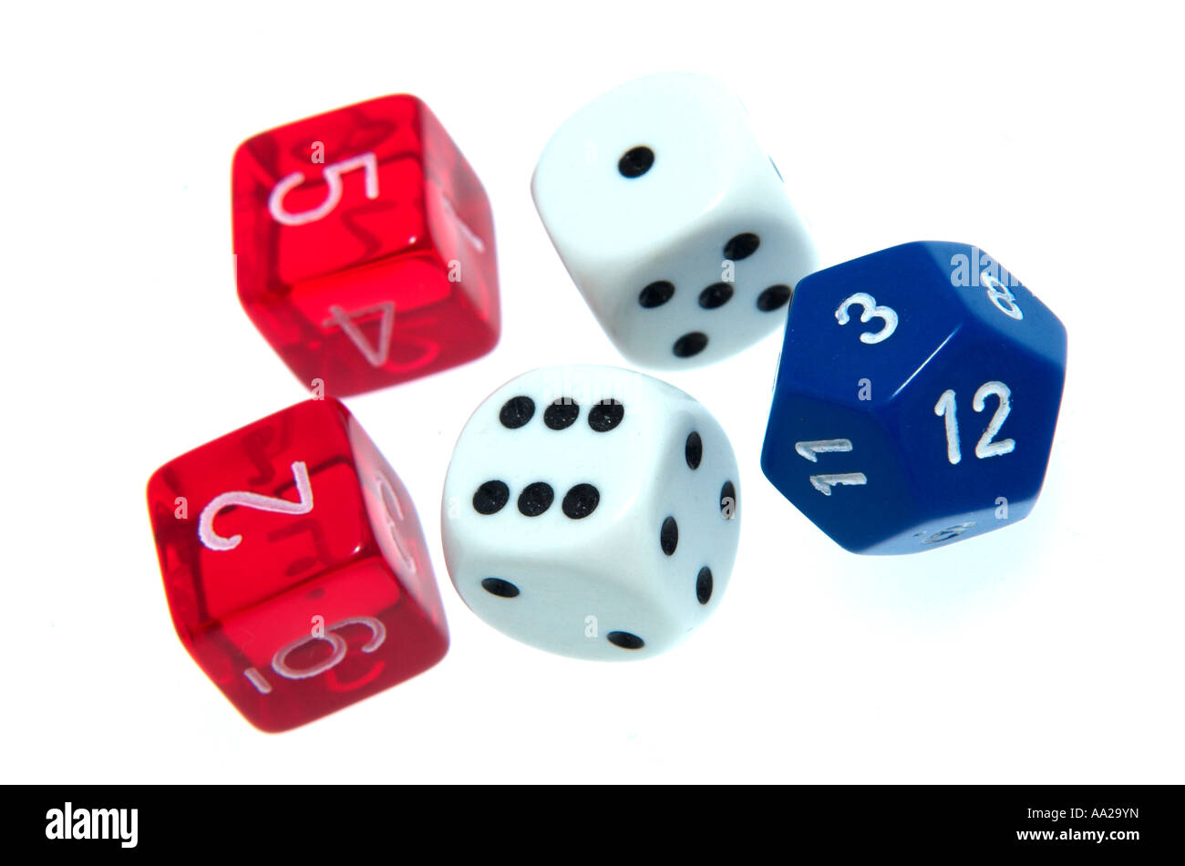 overhead view of two rolled white dice with double six numbers Stock ...