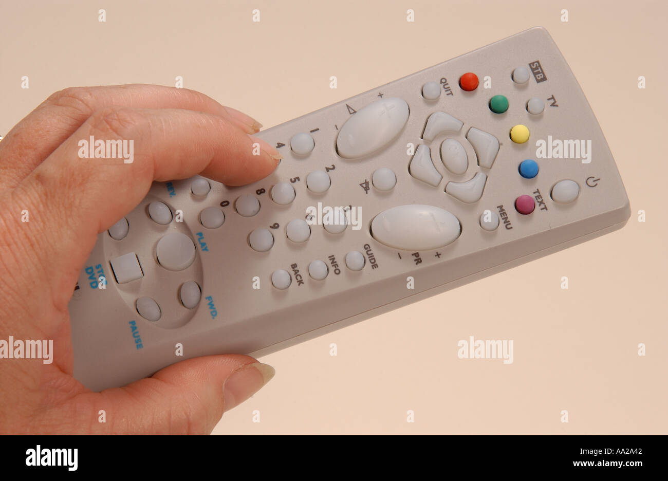 hand holding remote control Stock Photo - Alamy