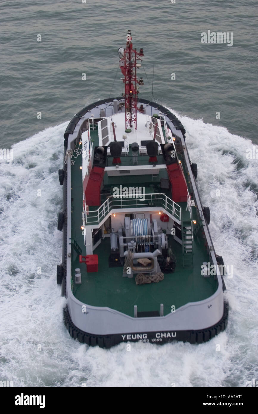 Aerial view of Hong Kong Tug boat Stock Photo - Alamy