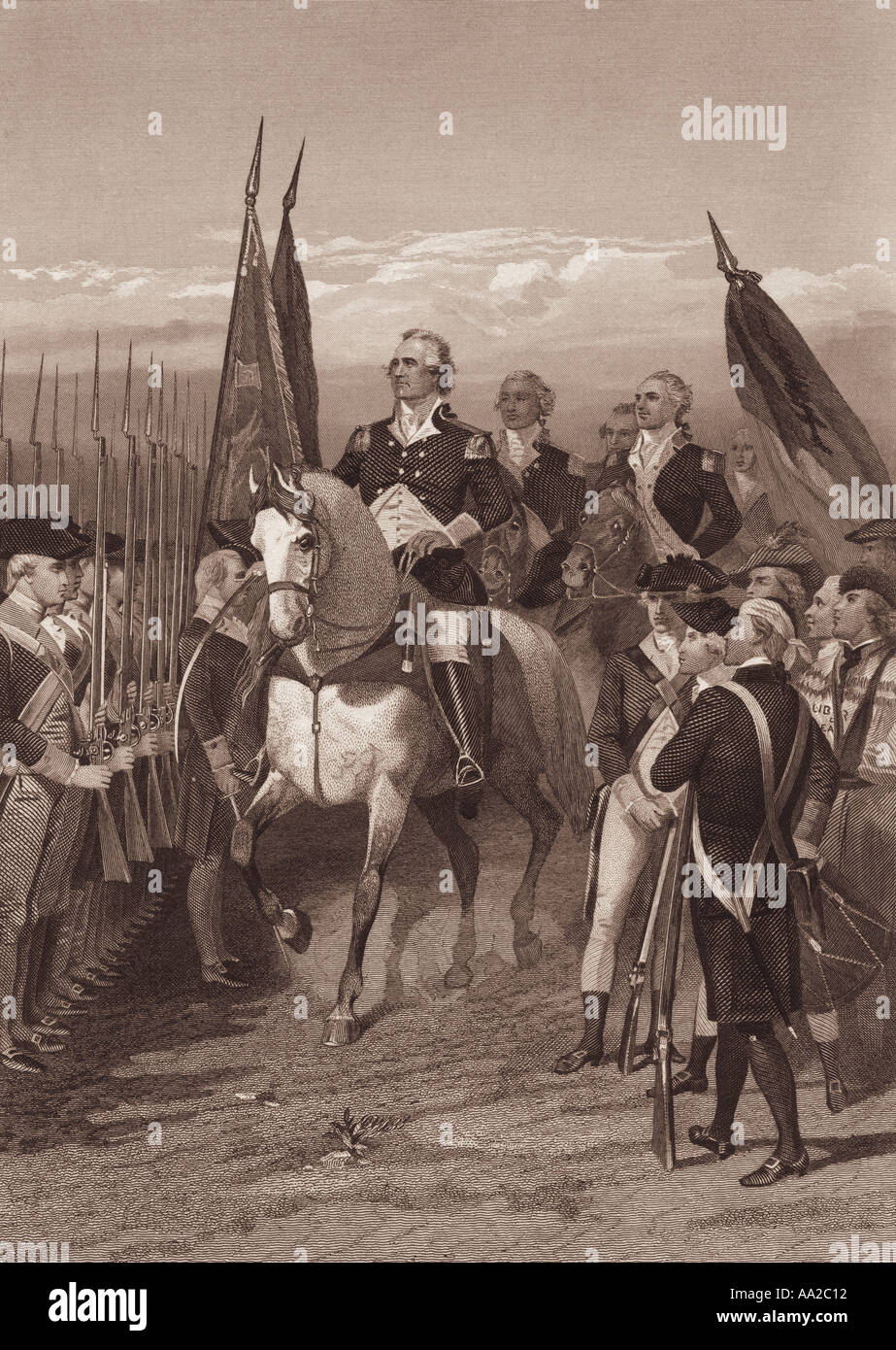 George Washington takes command of the Continental Army Stock Photo - Alamy
