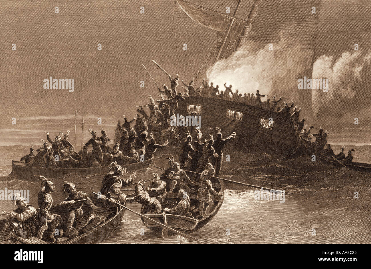 Burning of the Gaspee Stock Photo - Alamy