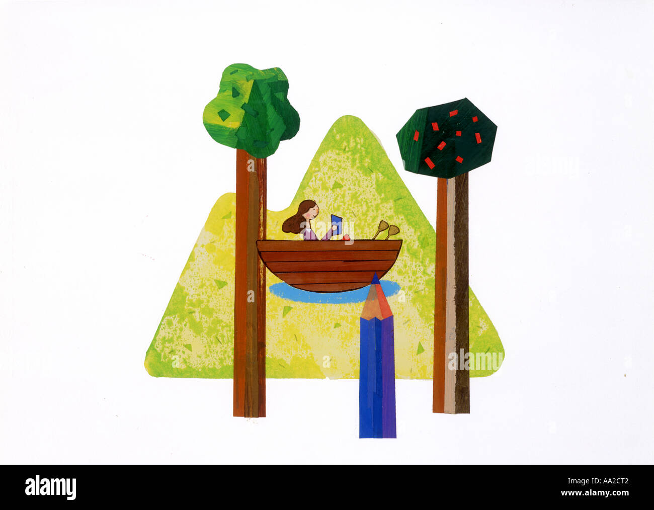 Woman reading boat Cut Out Stock Images & Pictures - Alamy