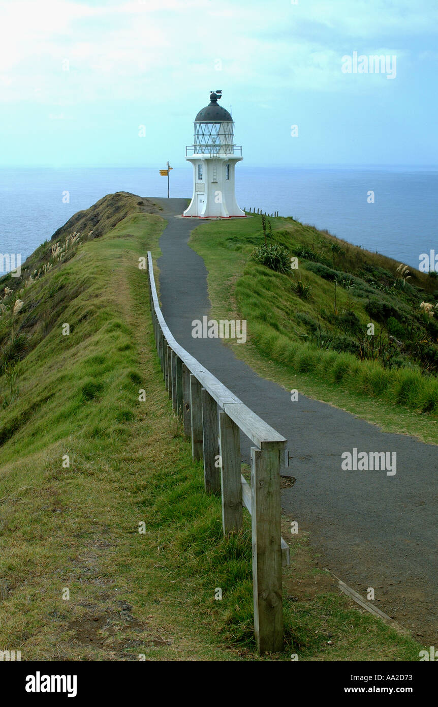 Lighthouse, Cape Reinga, North Island. Lighthouse at end of path ...