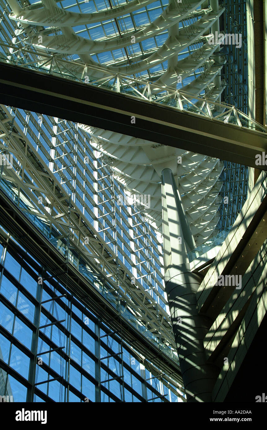 Tokyo International Forum interior, Tokyo. Interior view, ceiling ...