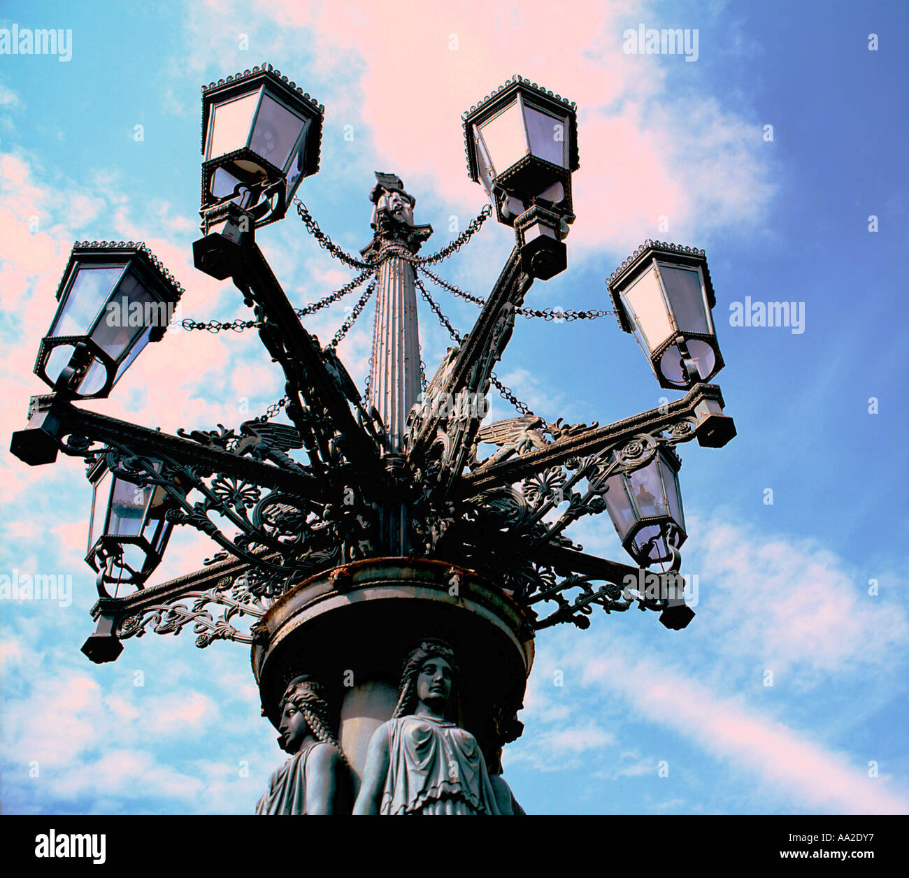 Designer lamppost, low angle view Stock Photo - Alamy