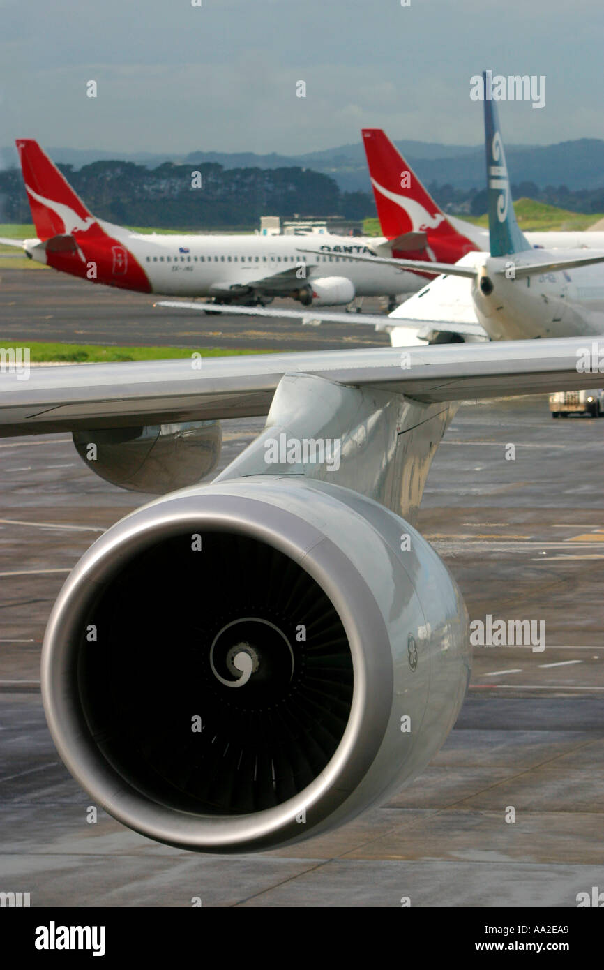 A Boeing 747 Jet engine at Auckland International Airport Stock Photo ...